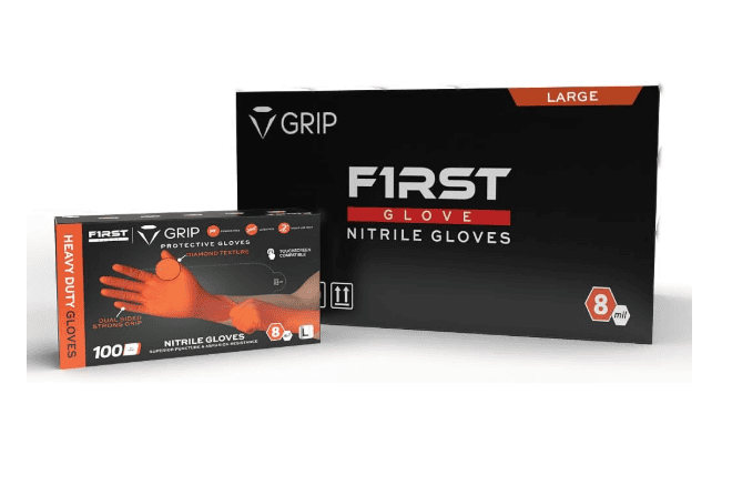 First Glove Orange Nitrile Gloves, Small - Box of 100 8 Mil Diamond ...